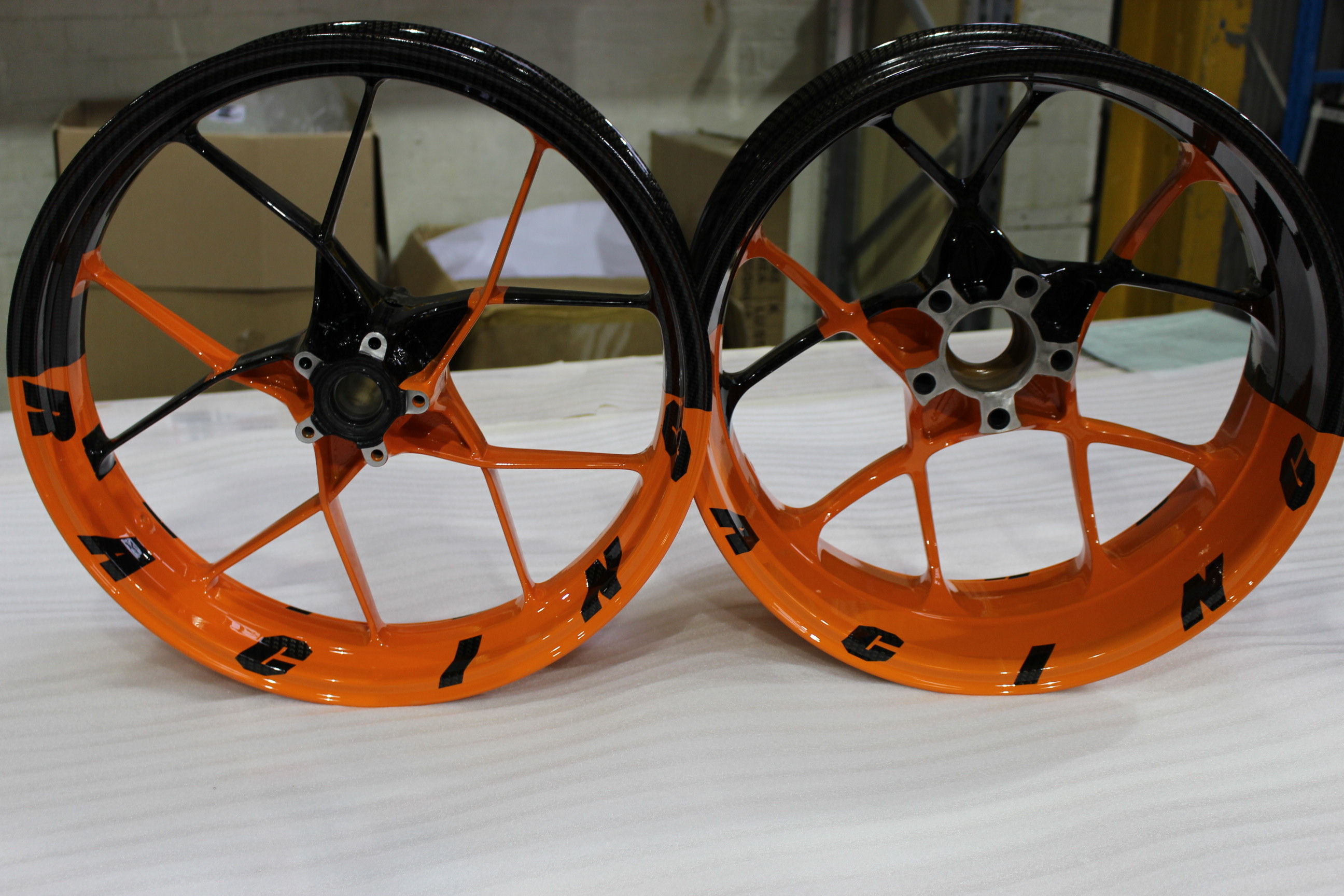 KTM Racing wheels painted black and orange